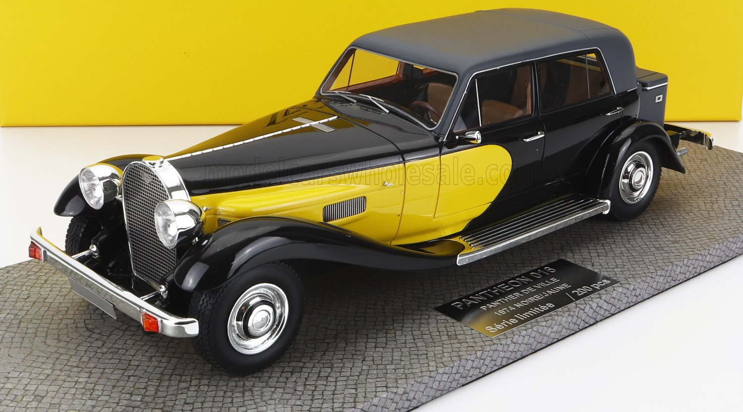1974 Panther De Ville Black/Yellow in 1:18 scale by Pantheon