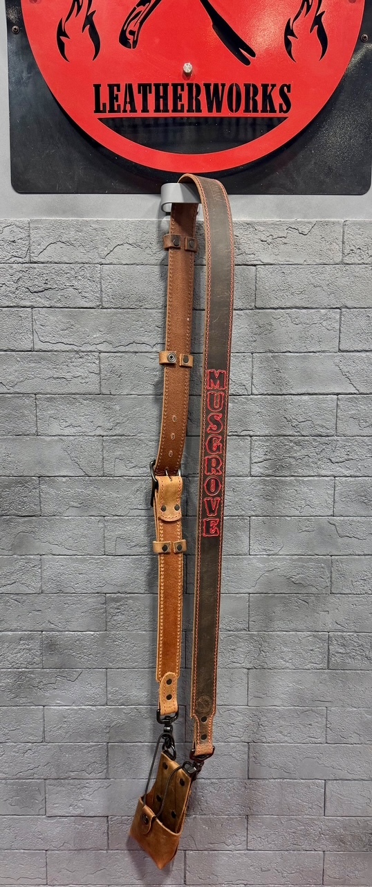 Rustic Brown Custom Leather Firefighter Radio Strap