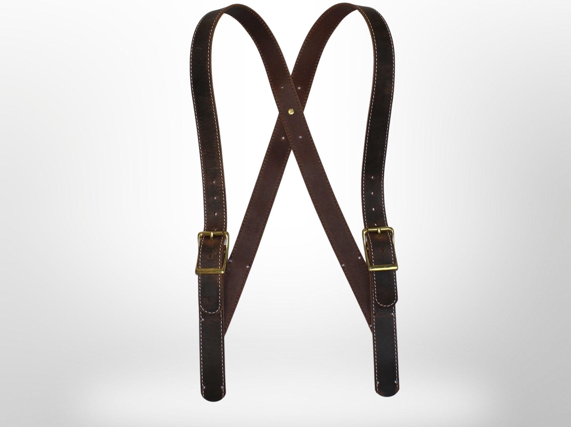 Rustic Brown Leather X-Back Suspenders for Firefighters by Fully ...
