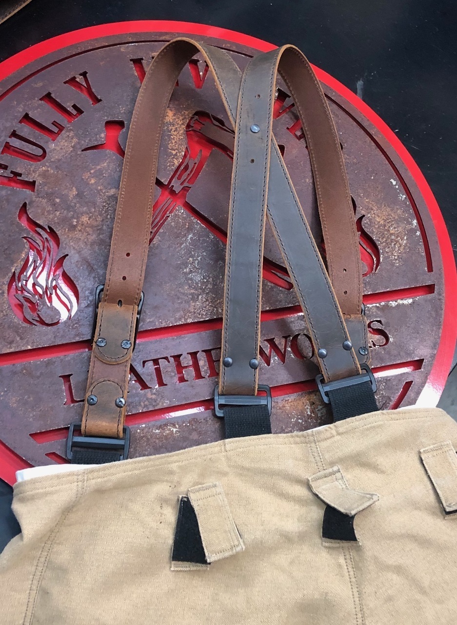 Rustic Smoke Leather X-Back Suspenders for Firefighters by Fully ...