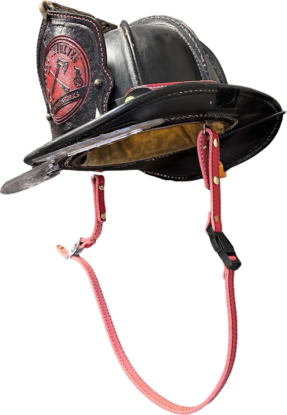 Stitched Leather Fire Helmet Chin Strap by Fully Involved Leatherworks