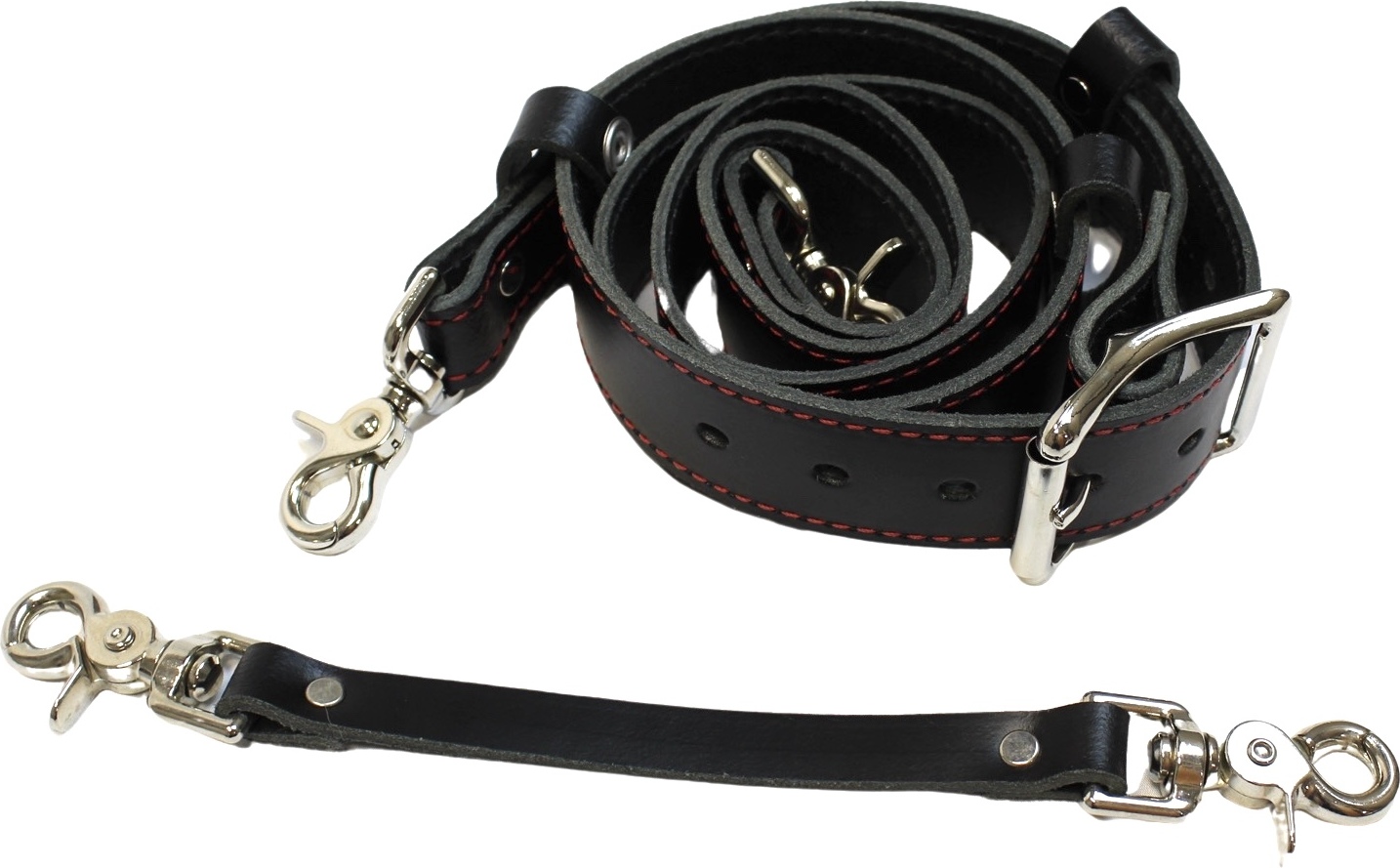 Black Leather Firefighter Radio Strap with Holster