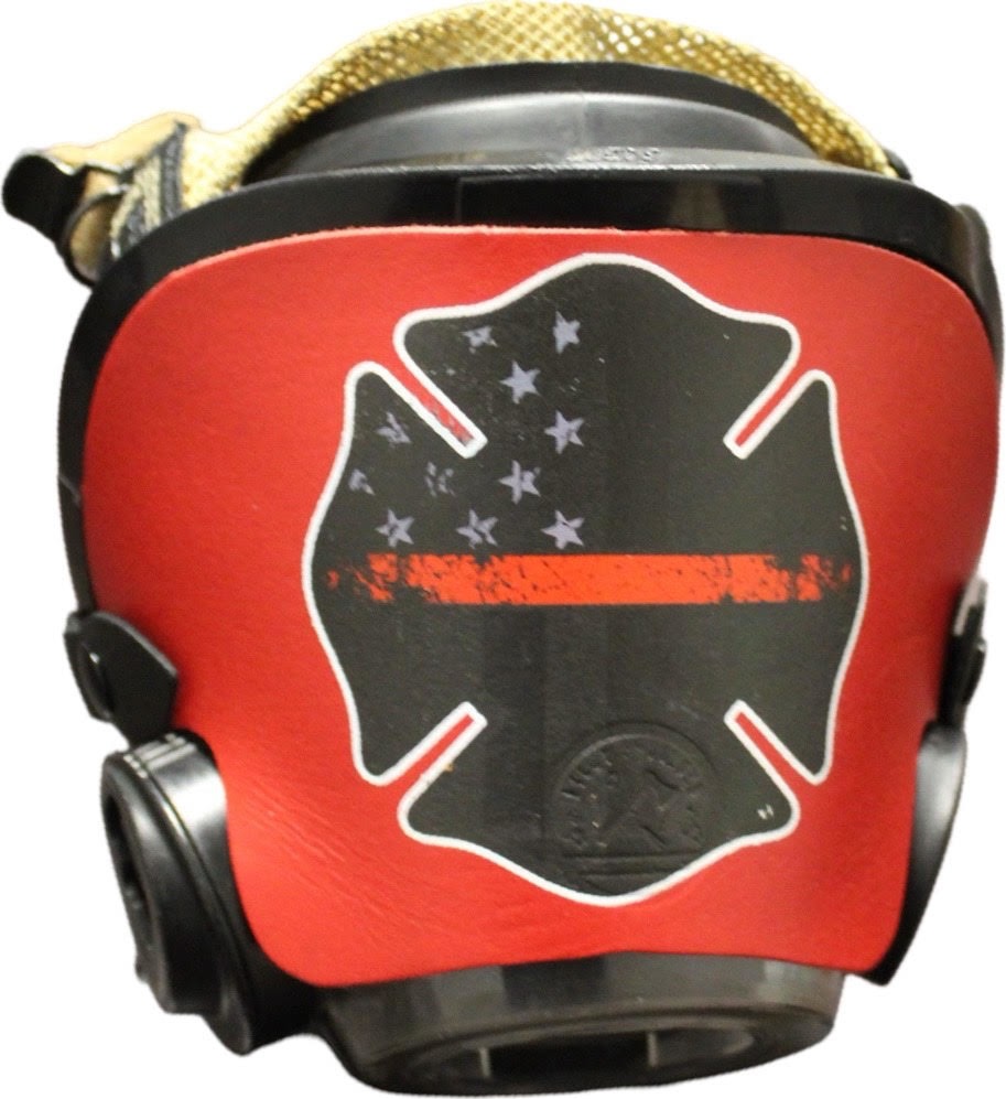 Flashover Graphics Custom MSA Mask Shield by Fully Involved Leatherworks