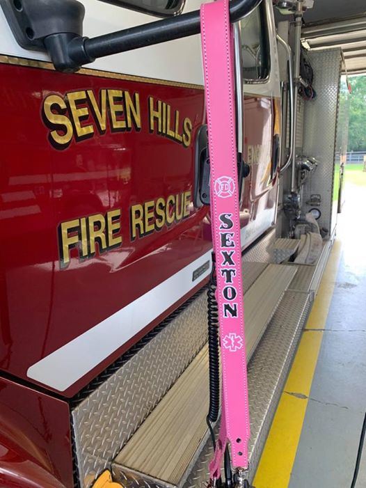 Pink Custom Handmade Leather Radio Strap with Anti-Sway Strap And Radio ...