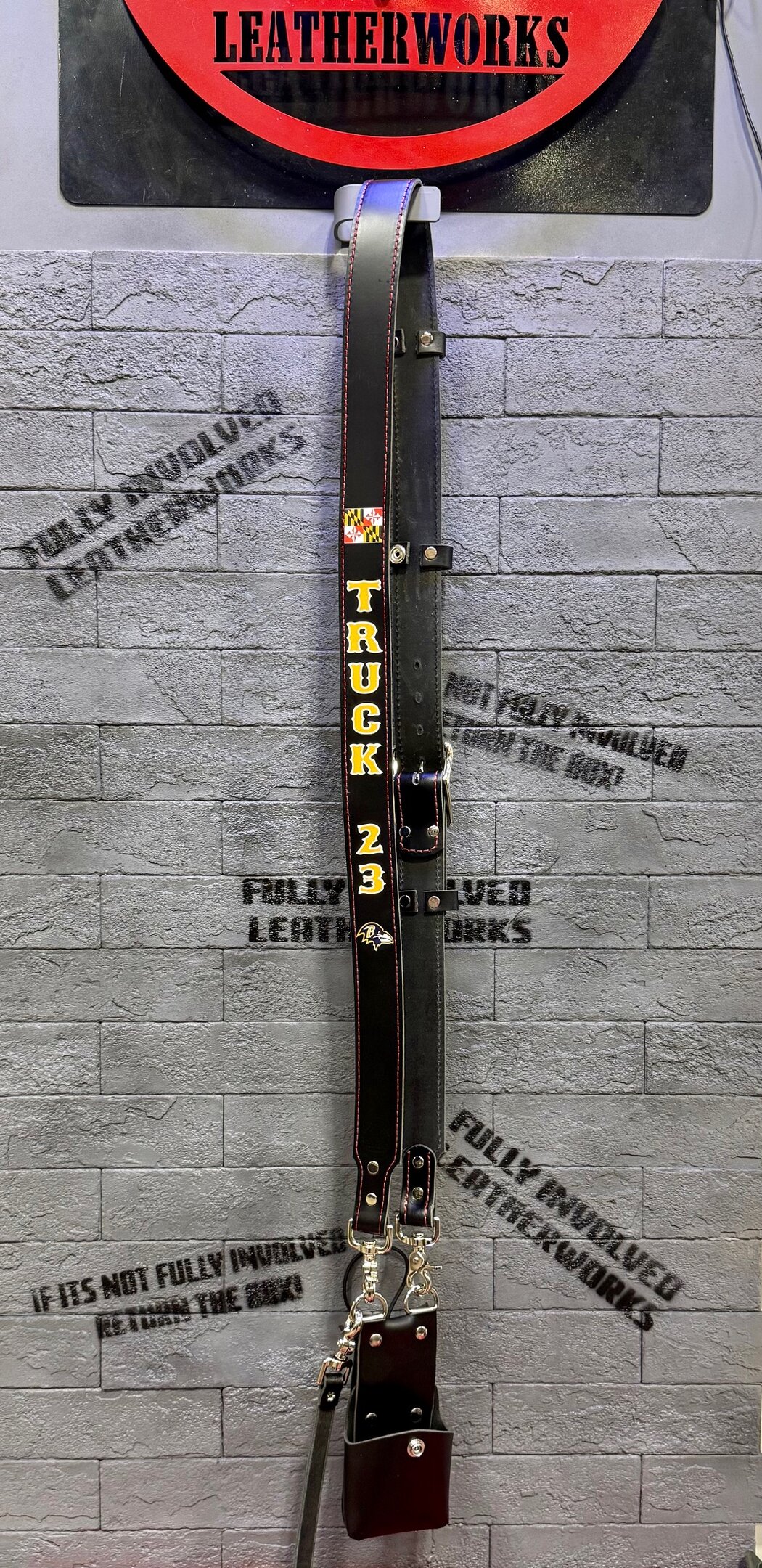 Black Flashover Graphix Custom Leather Radio Strap by Fully Involved ...