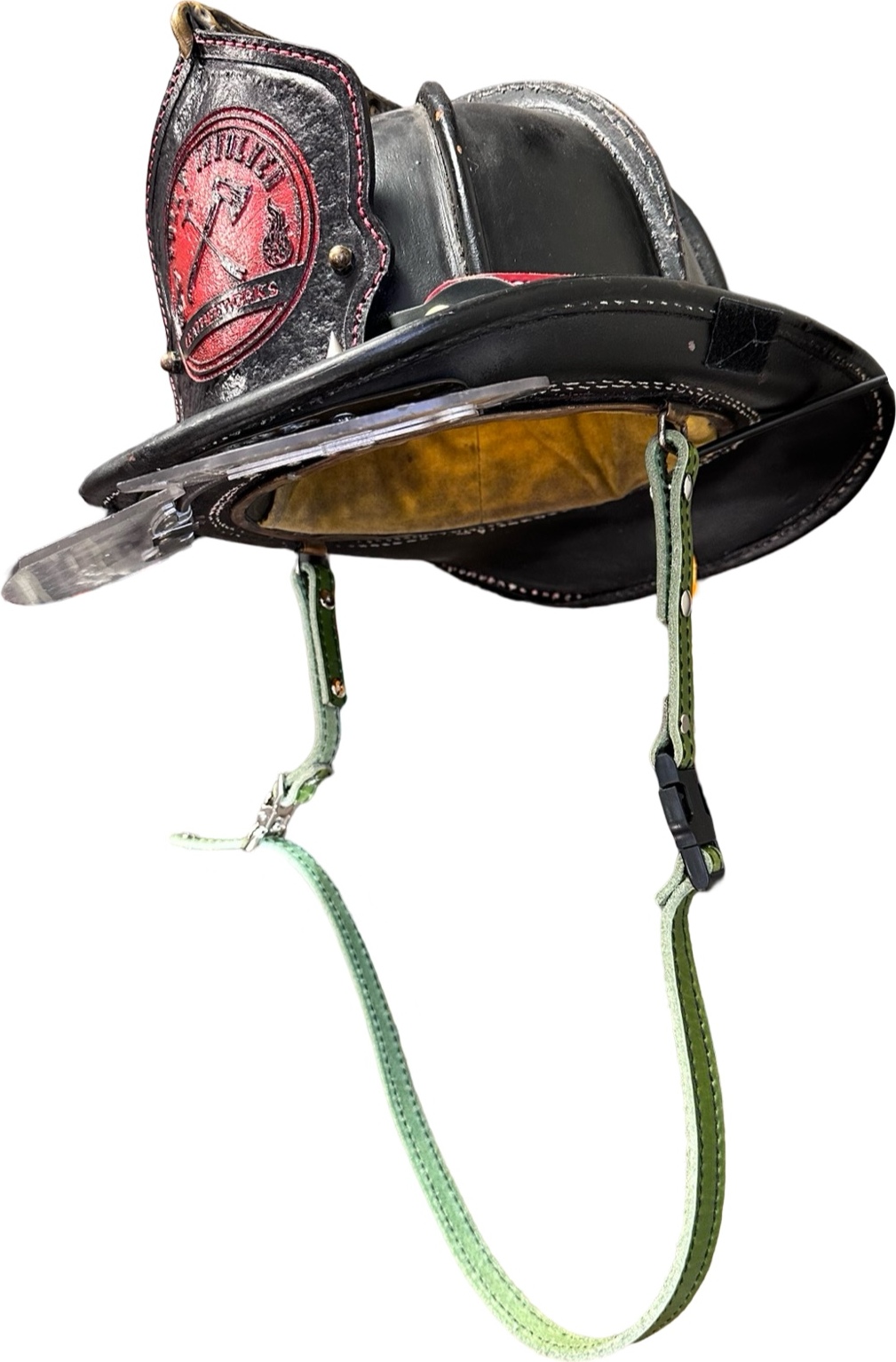 Stitched Leather Fire Helmet Chin Strap by Fully Involved Leatherworks