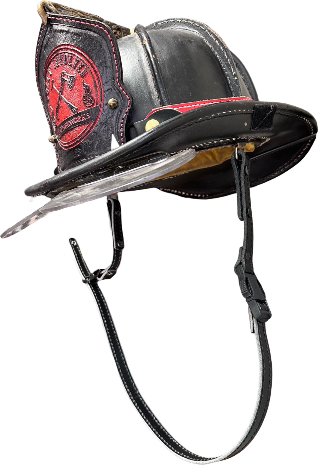 Stitched Leather Fire Helmet Chin Strap by Fully Involved Leatherworks