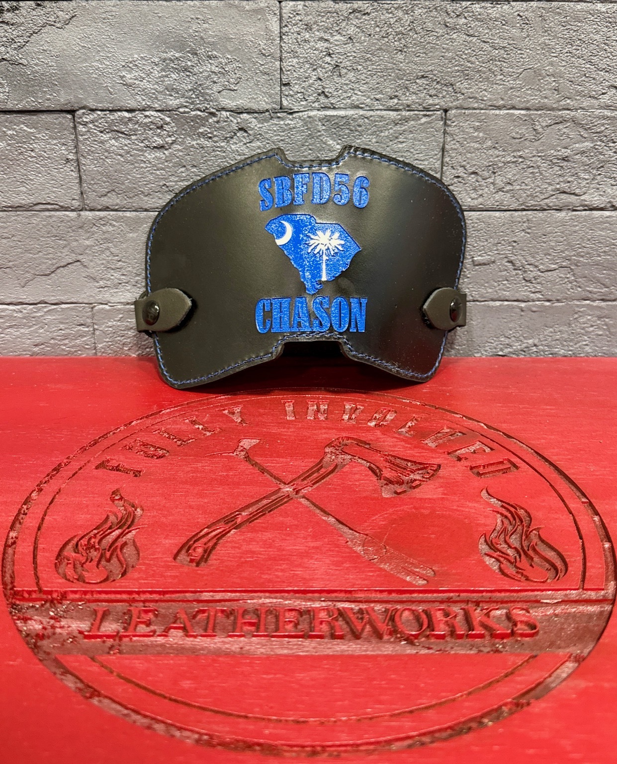 Custom SCBA MSA Mask Shield by Fully Involved Leatherworks