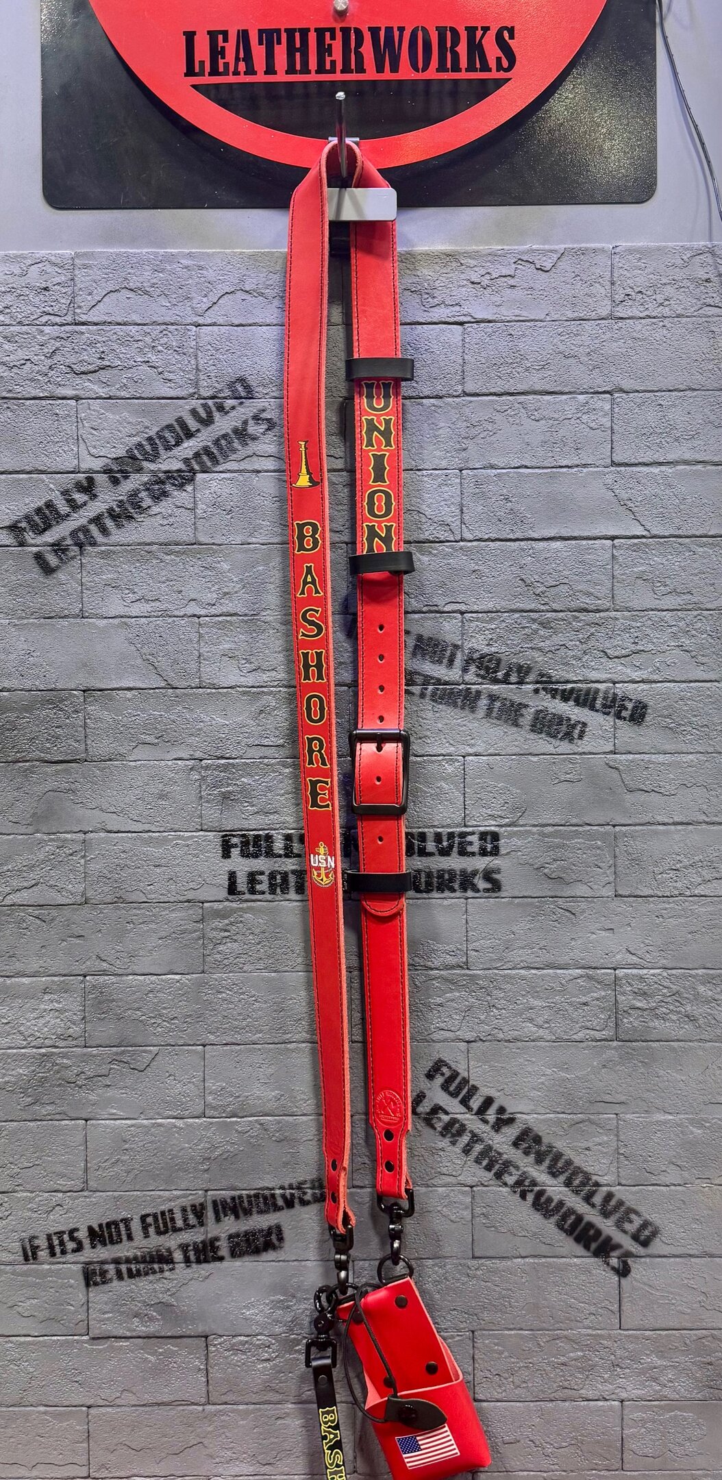Red Flashover Graphix Custom Leather Radio Strap by Fully Involved ...