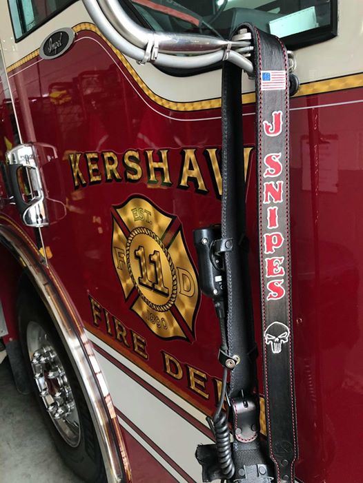 Black Custom Leather Firefighter Radio Strap