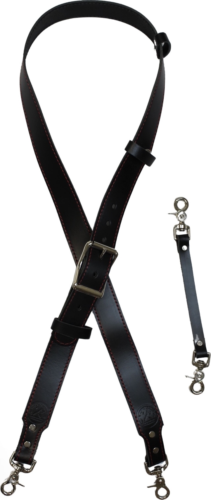 Black Leather Firefighter Radio Strap with Holster