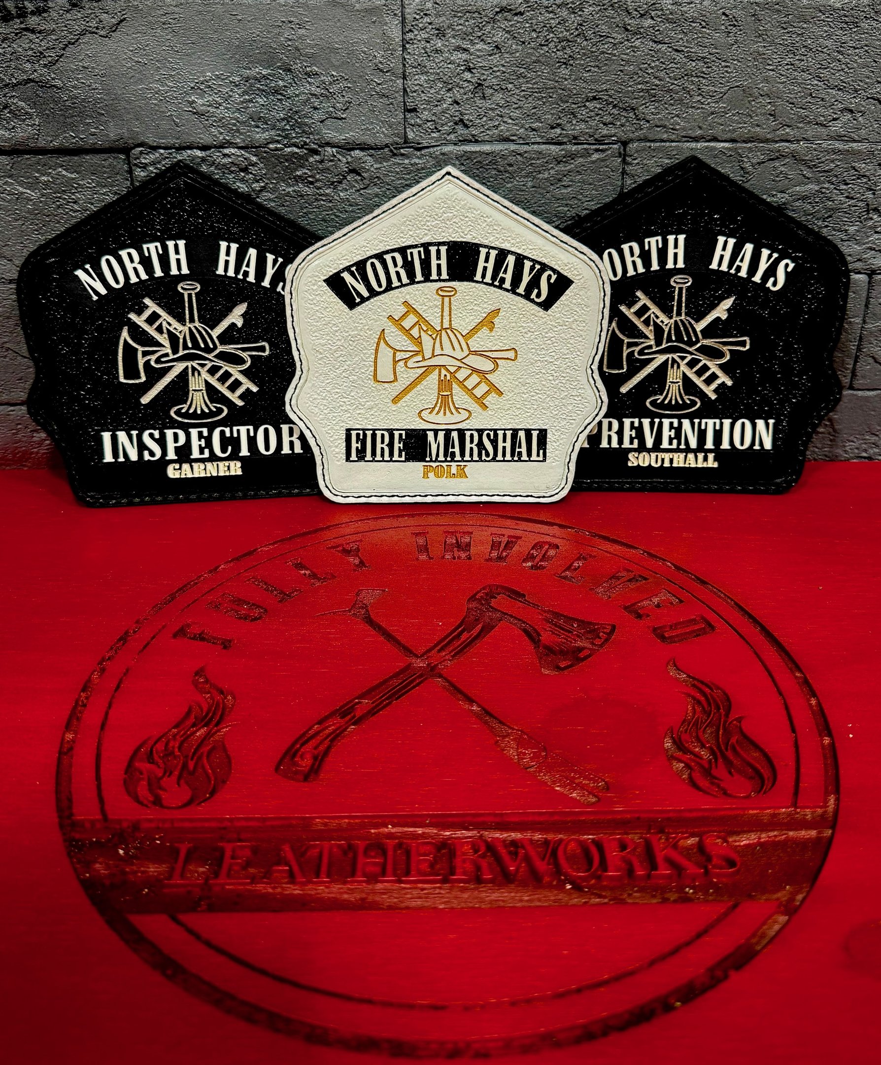 Custom Logo Firefighter Leather Fire Helmet Shield Front by Fully ...