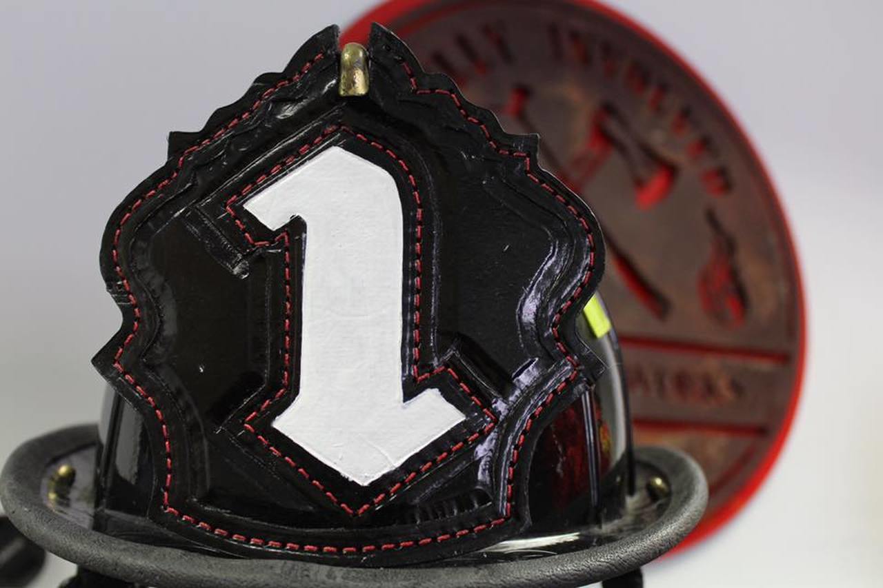 "FIL" Firefighter Custom Leather Fire Helmet Shield Front by Fully ...