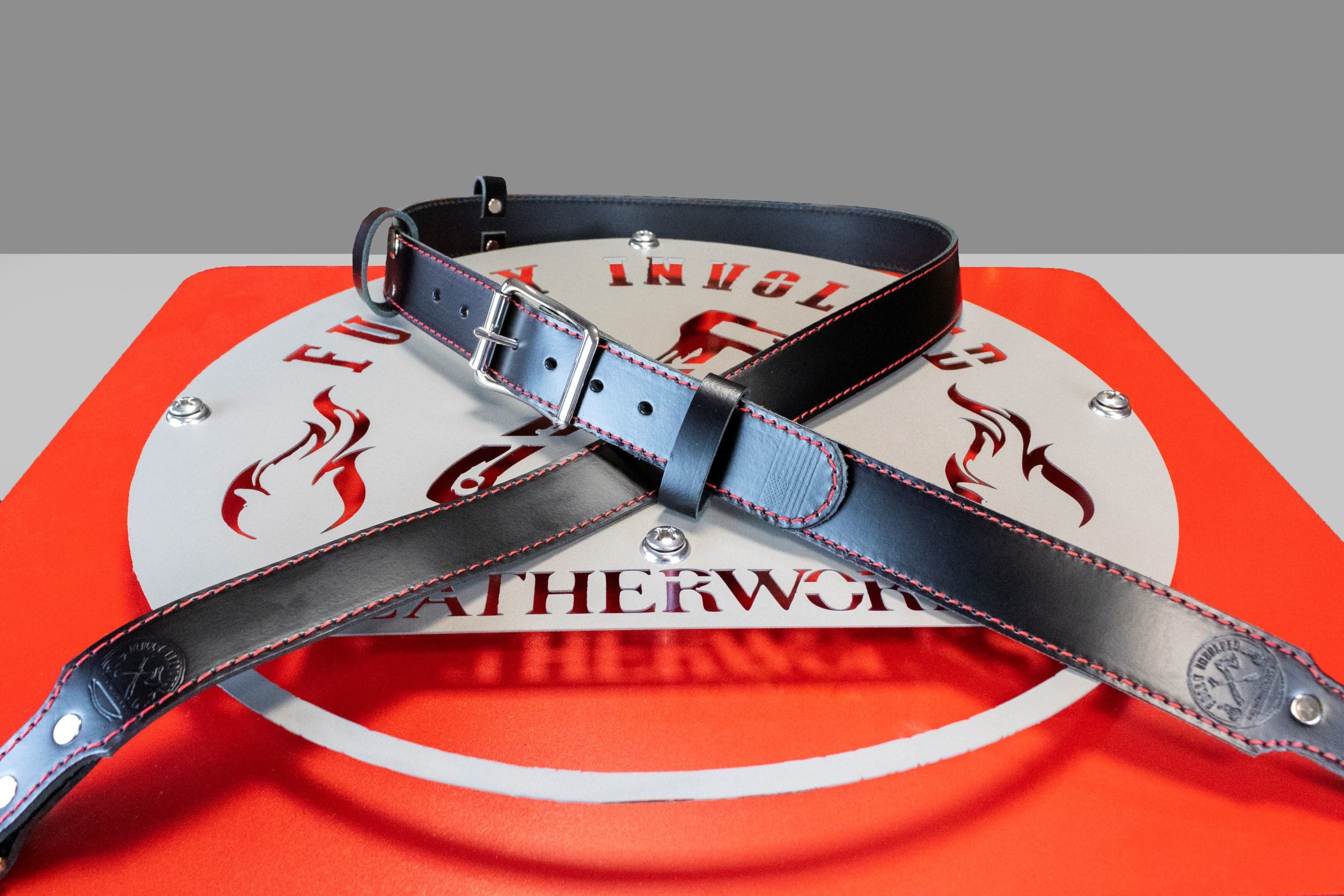Black Leather Radio Strap and