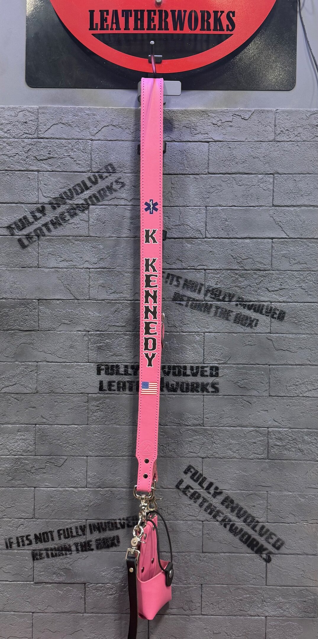 Pink Flashover Graphix Custom Leather Radio Strap by Fully Involved ...