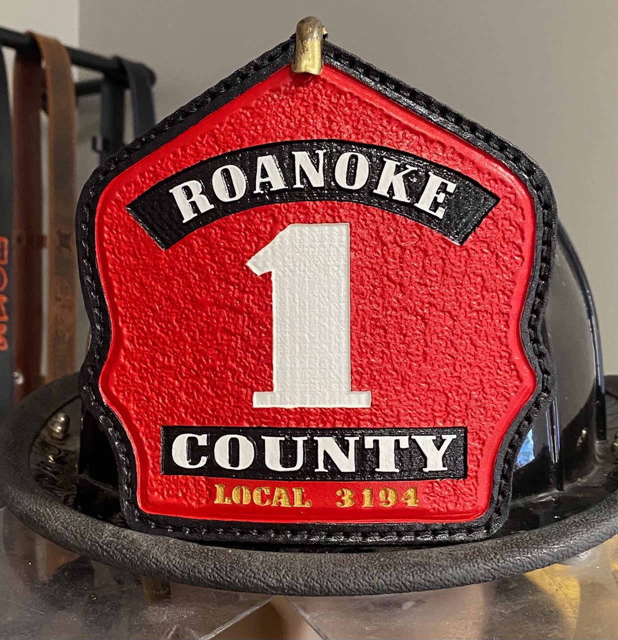 Custom Firefighter Leather Fire Helmet Shield Front by Fully Involved ...