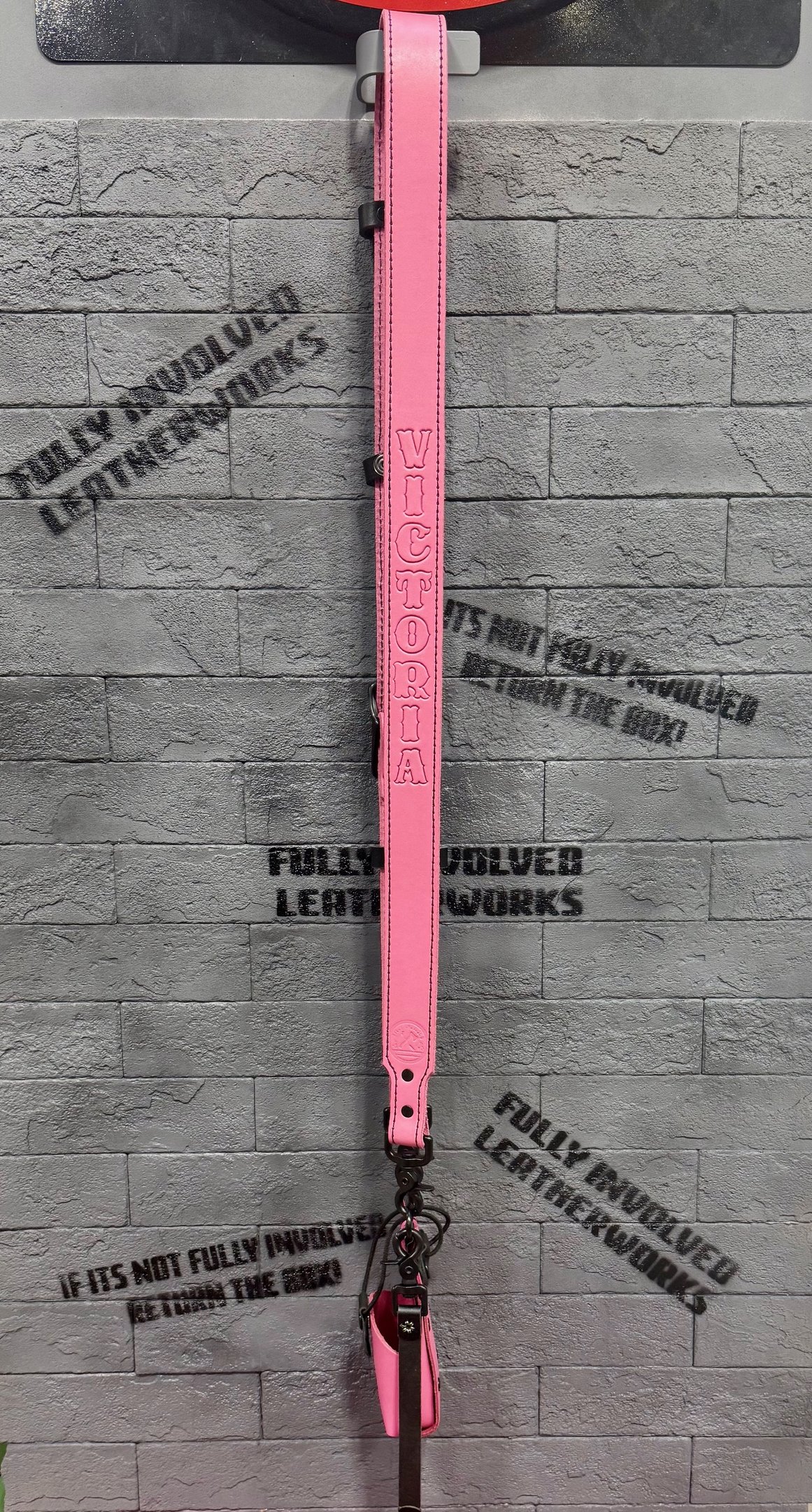 Pink Custom Handmade Leather Radio Strap with Anti-Sway Strap And Radio ...