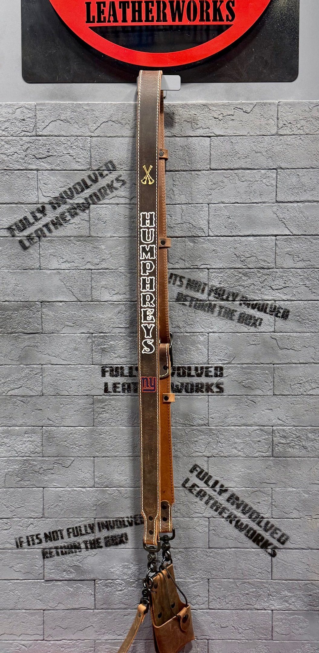 Rustic Brown Custom Leather Firefighter Radio Strap with Holster