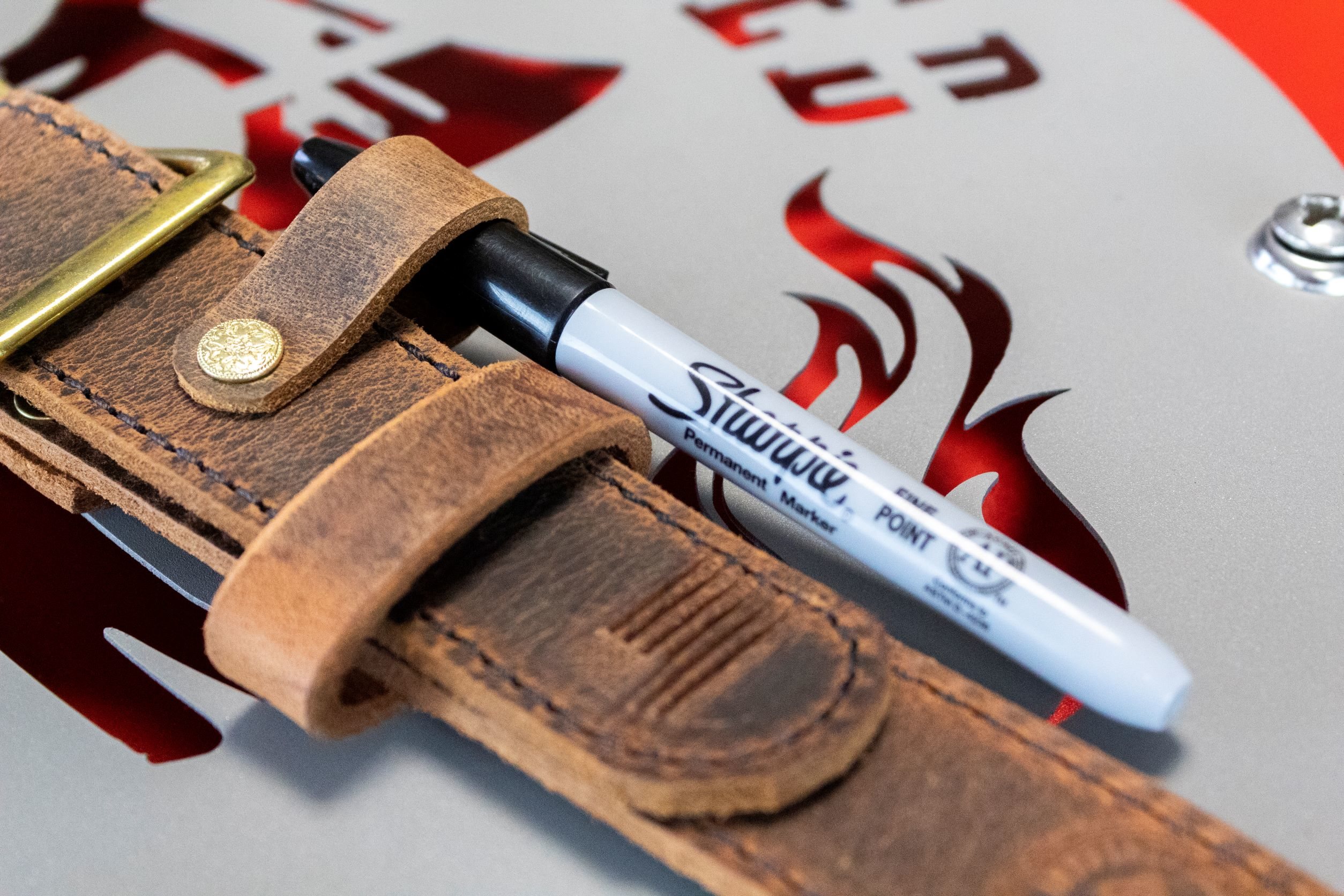 Radio Strap Pen Holder by Fully Involved Leatherworks