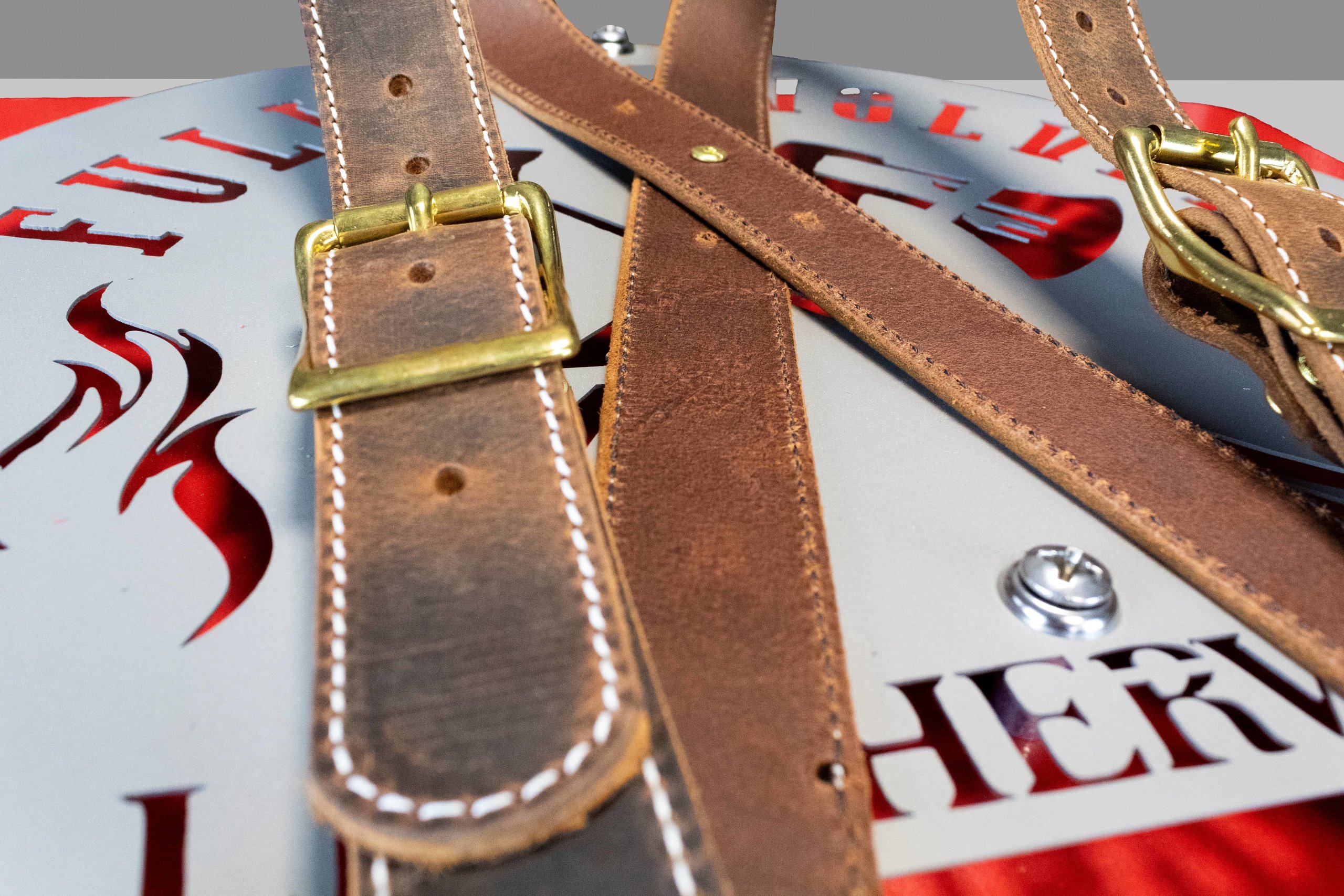 Rustic Brown Leather X-Back Suspenders for Firefighters by Fully ...