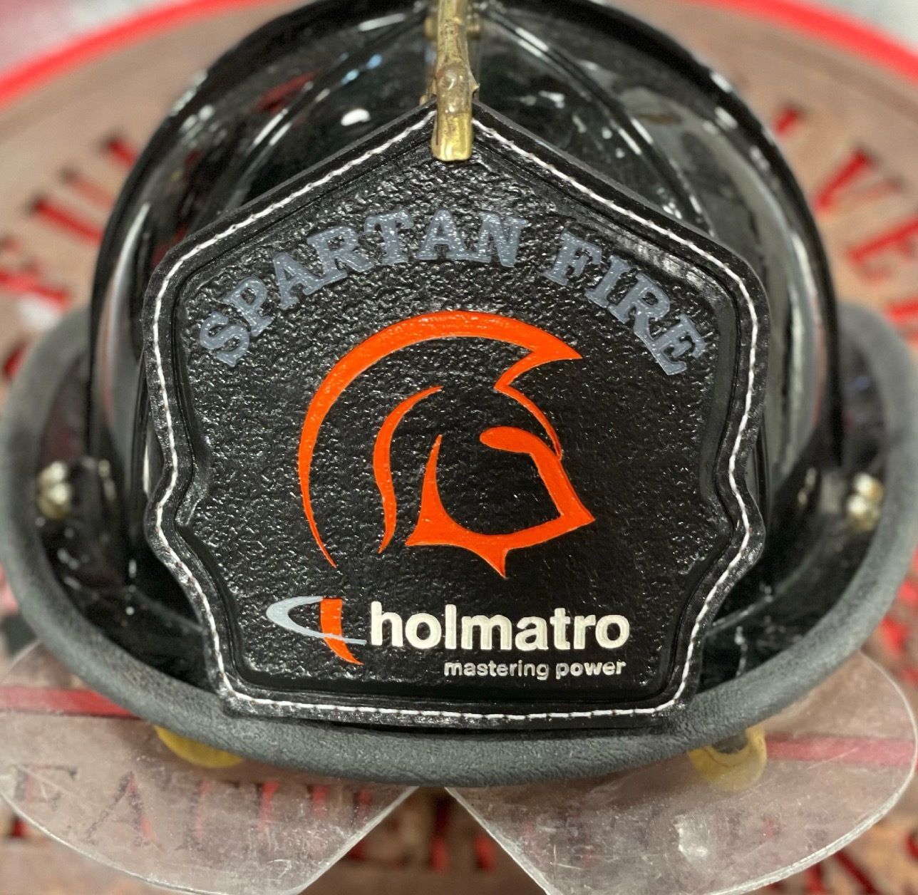 Custom Logo Firefighter Leather Fire Helmet Shield Front by Fully ...