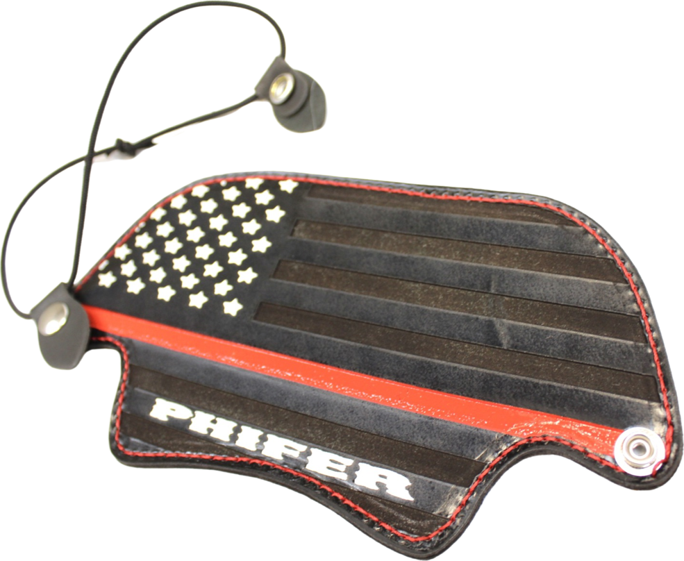 Custom Thin Red Line SCBA Scott Mask Shield by Fully Involved Leatherworks