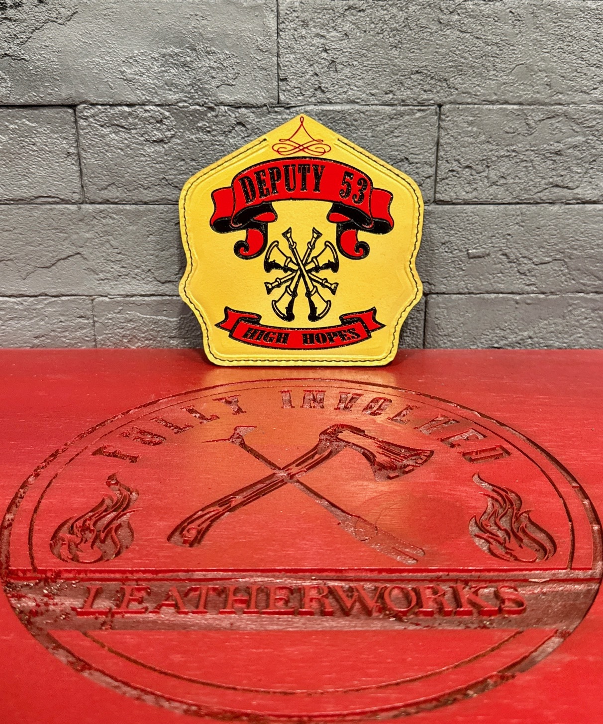 "The Battalion" Custom Leather Fire Helmet Shield Front by Fully ...
