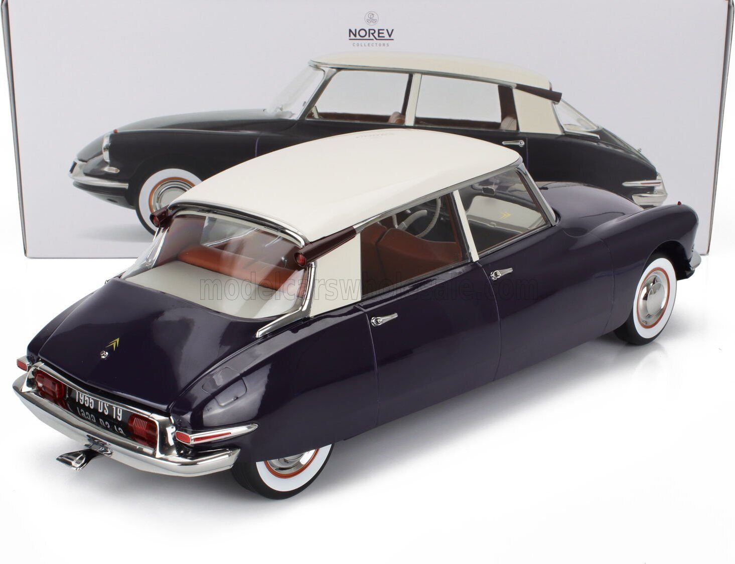 Citroën DS 19 1955 Purple and Champagne in 1:12 scale by Norev