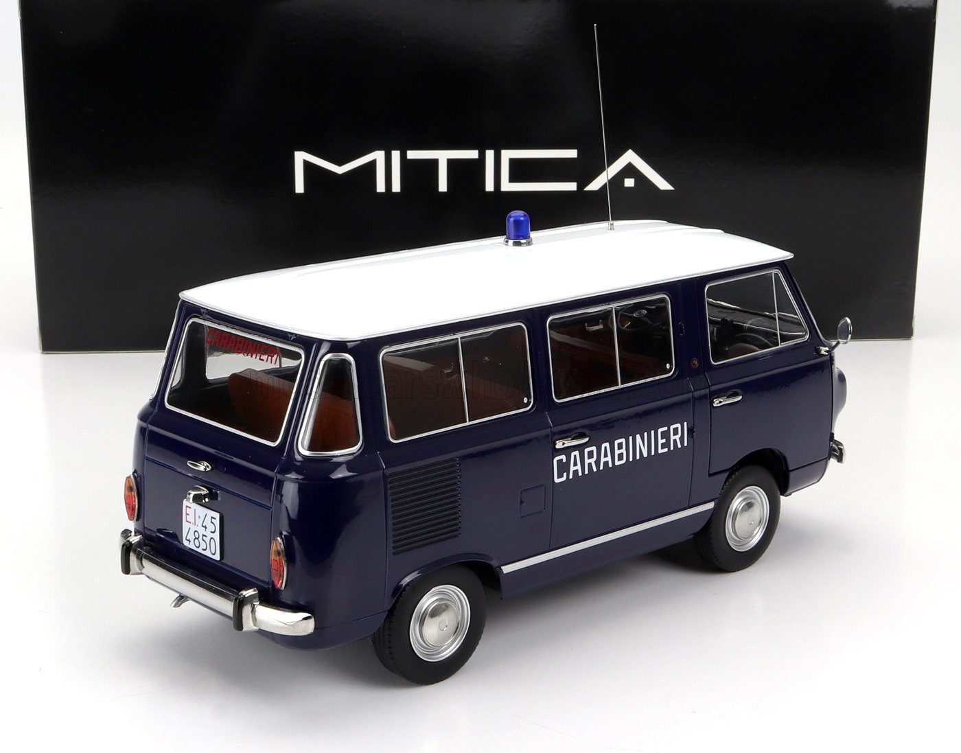 1970 Fiat 850 Carabinieri Blue/White w/ Brown Interior in 1:18 scale by ...