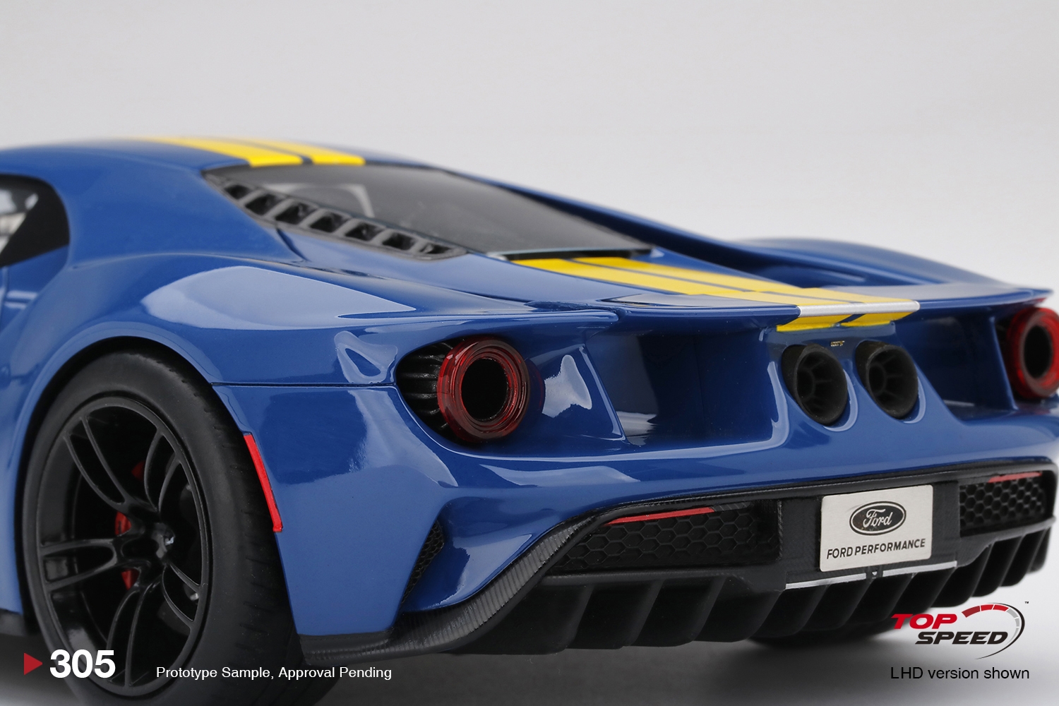 Ford GT Sunoco Blue w Yellow Stripe in 1:18 Scale by Topspeed by Topspeed