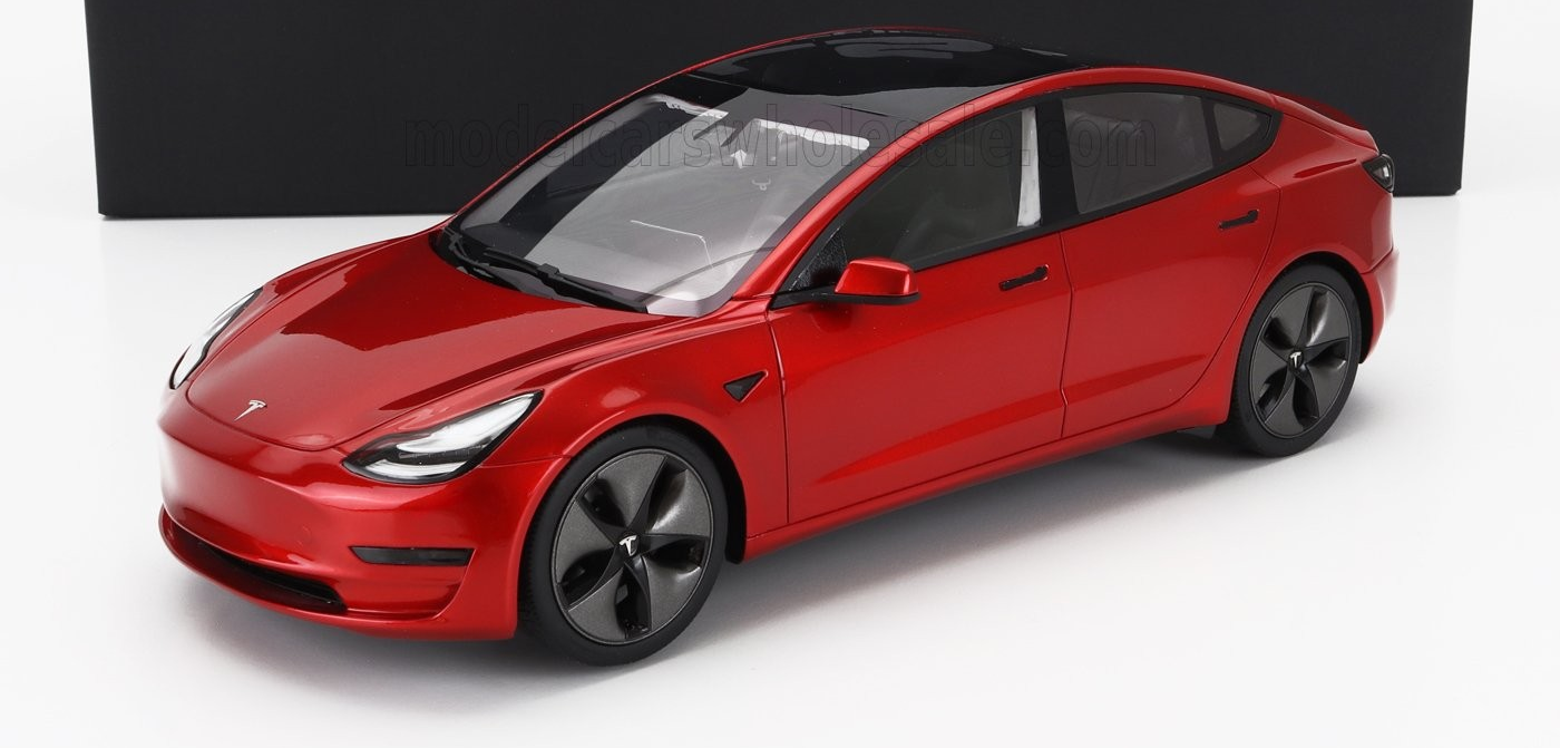 2021 Tesla Model 3 Red Met in 1:18 scale by LS Collectibles