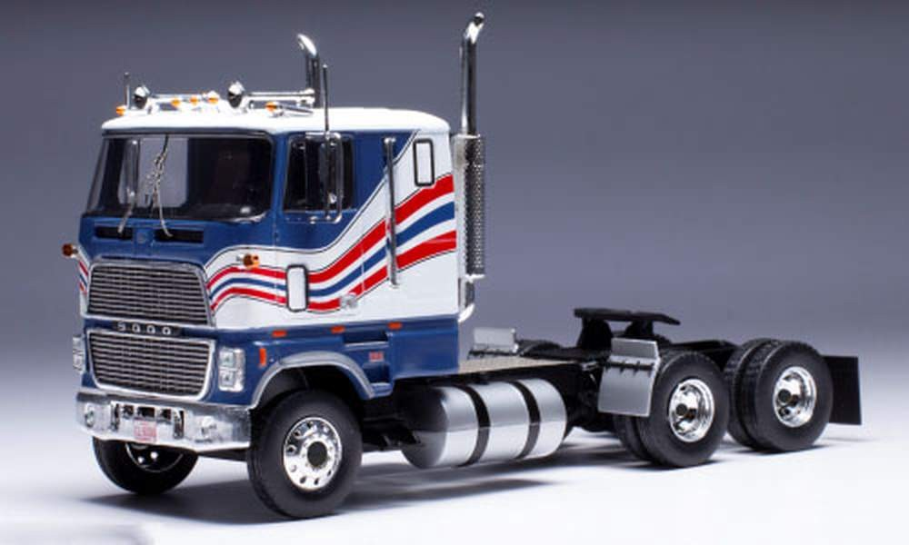 1976 Ford CL 9000 with Trailer Red White Blue in 1:43 scale by IXO