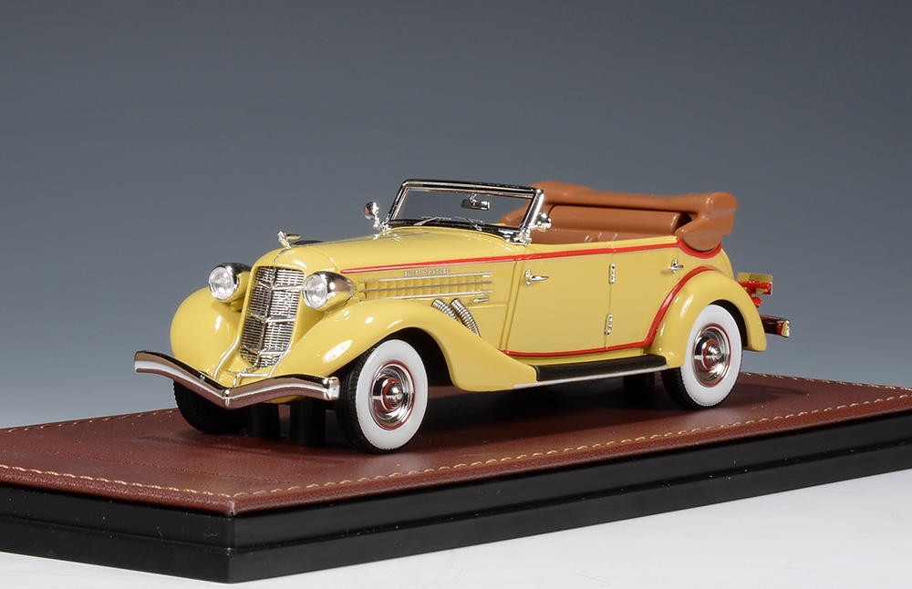 1935 Auburn 851 SuperCharged Phaeton Open Roof Yellow in 1:43 scale by GLM