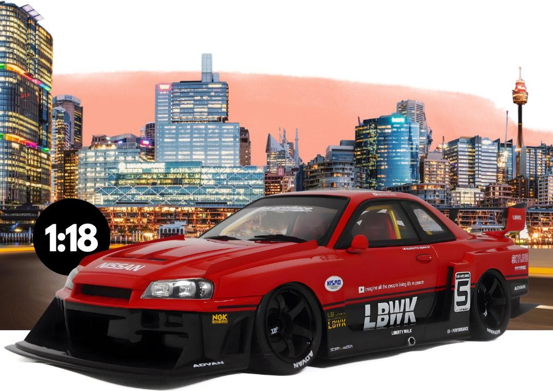 2020 Nissan Skyline R34 GT-R LB Super Silhouette Red in 1:18 scale by ...