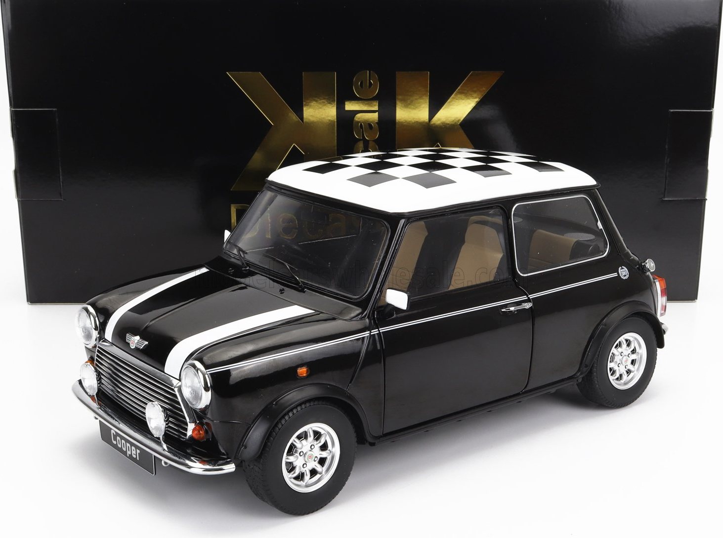 1992 Mini Cooper RHD W/ Checkered Flag on Roof in 1:12 scale by KK Diecast