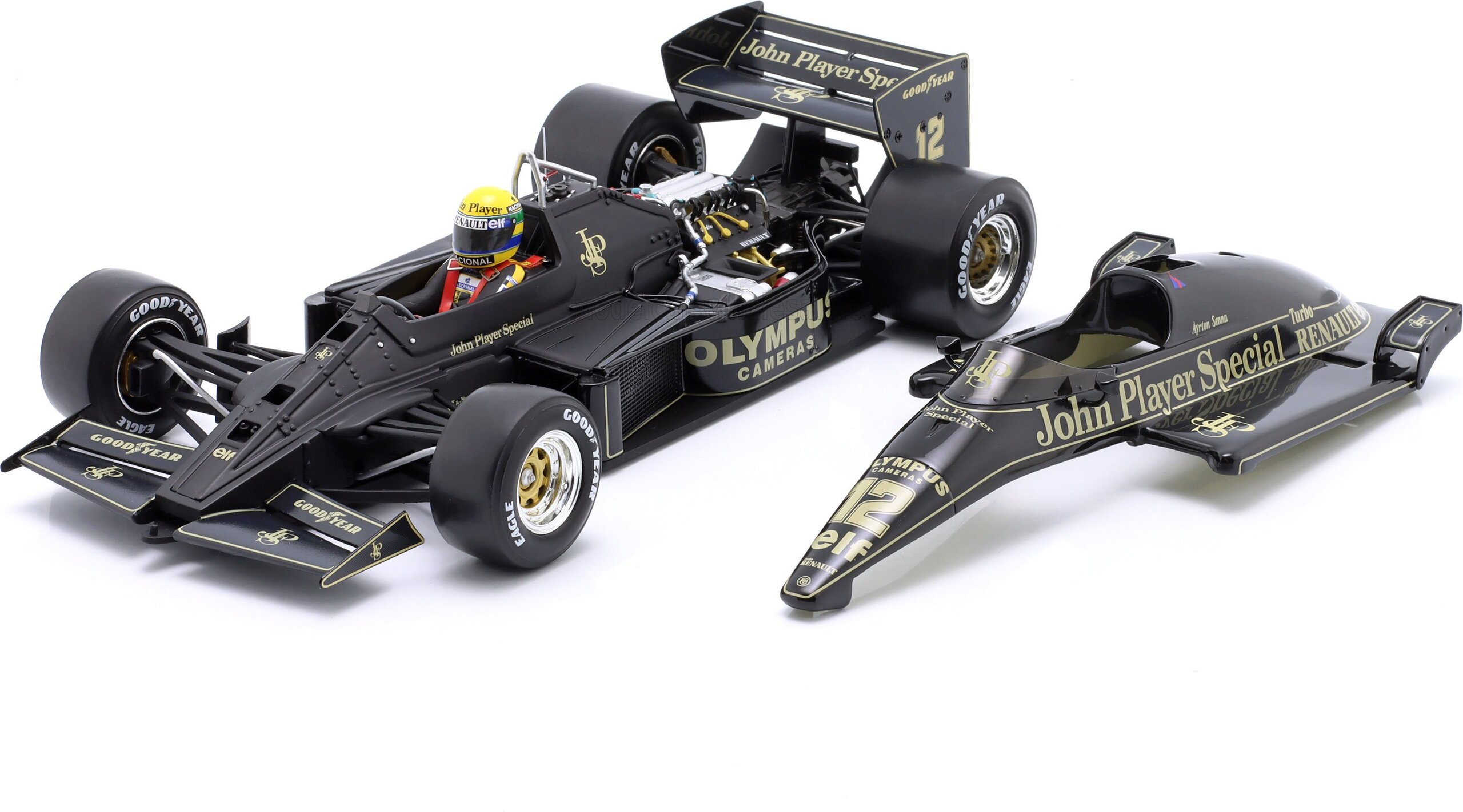 Lotus F1 97T #12 1985 Monaco GP Ayrton Senna w/ Engine Details in 1:18 ...