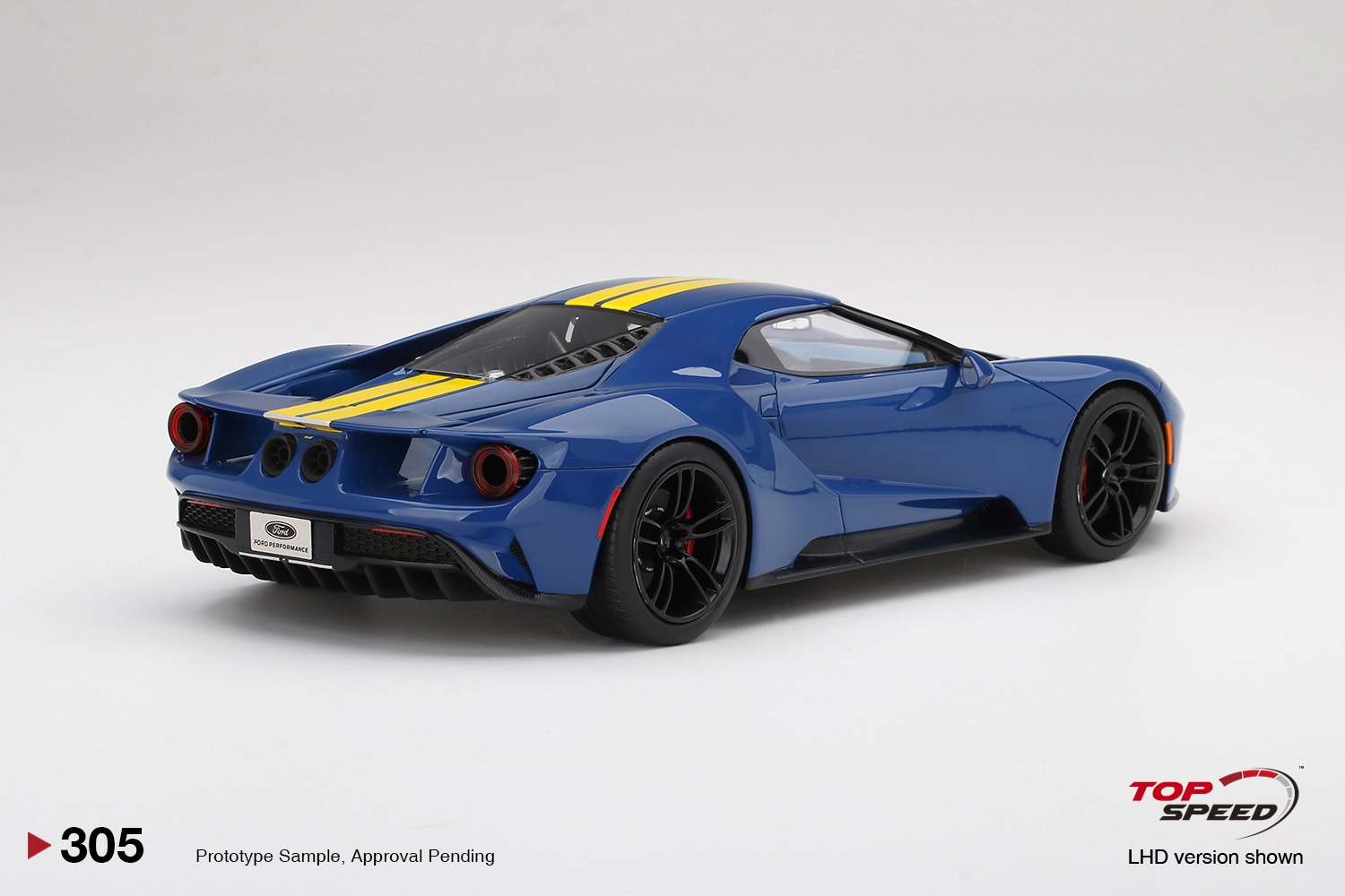 Ford GT Sunoco Blue w Yellow Stripe in 1:18 Scale by Topspeed by Topspeed