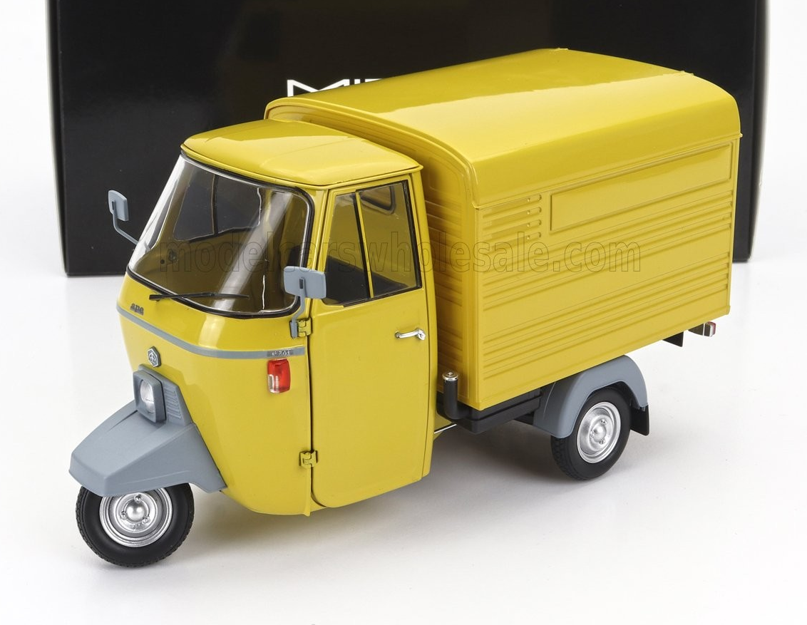 1979 Piaggio APE P501 Van Closed Yellow in 1:18 scale w/ Showcase by ...