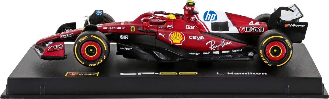 2025 LEWIS HAMILTON FERRARI #44 WITH PILOT AND SHOWCASE in 1:43 scale ...