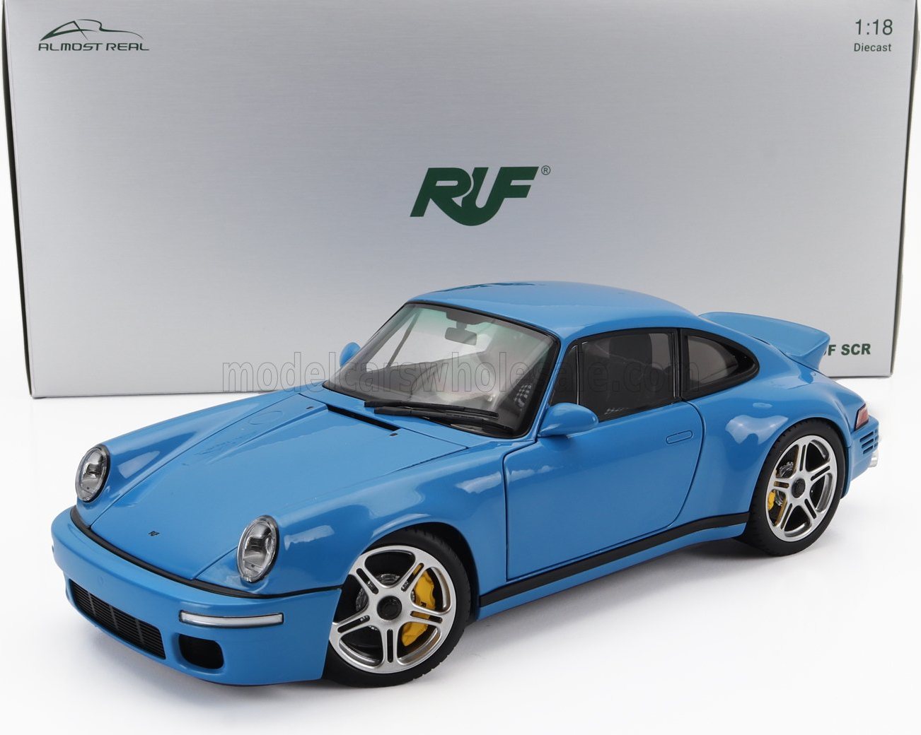 2018 RUF Porsche 911 964 SCR Coupe Mexico Blue in 1:18 scale by Almost Real
