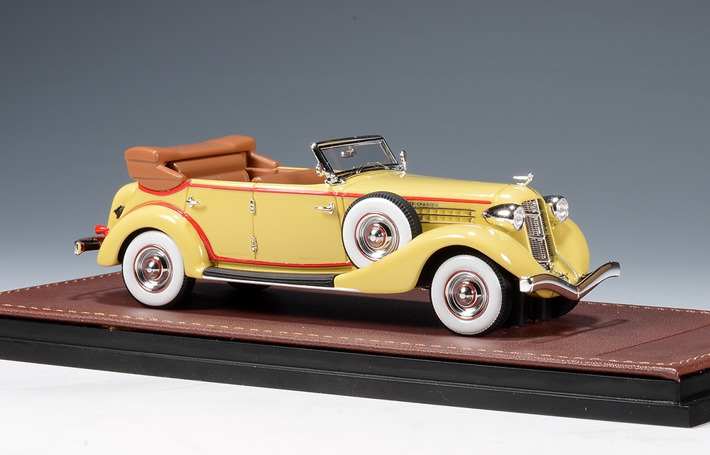 1935 Auburn 851 SuperCharged Phaeton Open Roof Yellow in 1:43 scale by GLM