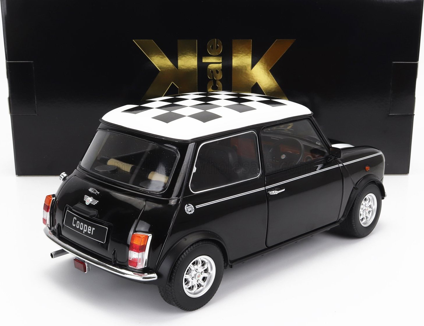 1992 Mini Cooper RHD W/ Checkered Flag on Roof in 1:12 scale by KK Diecast