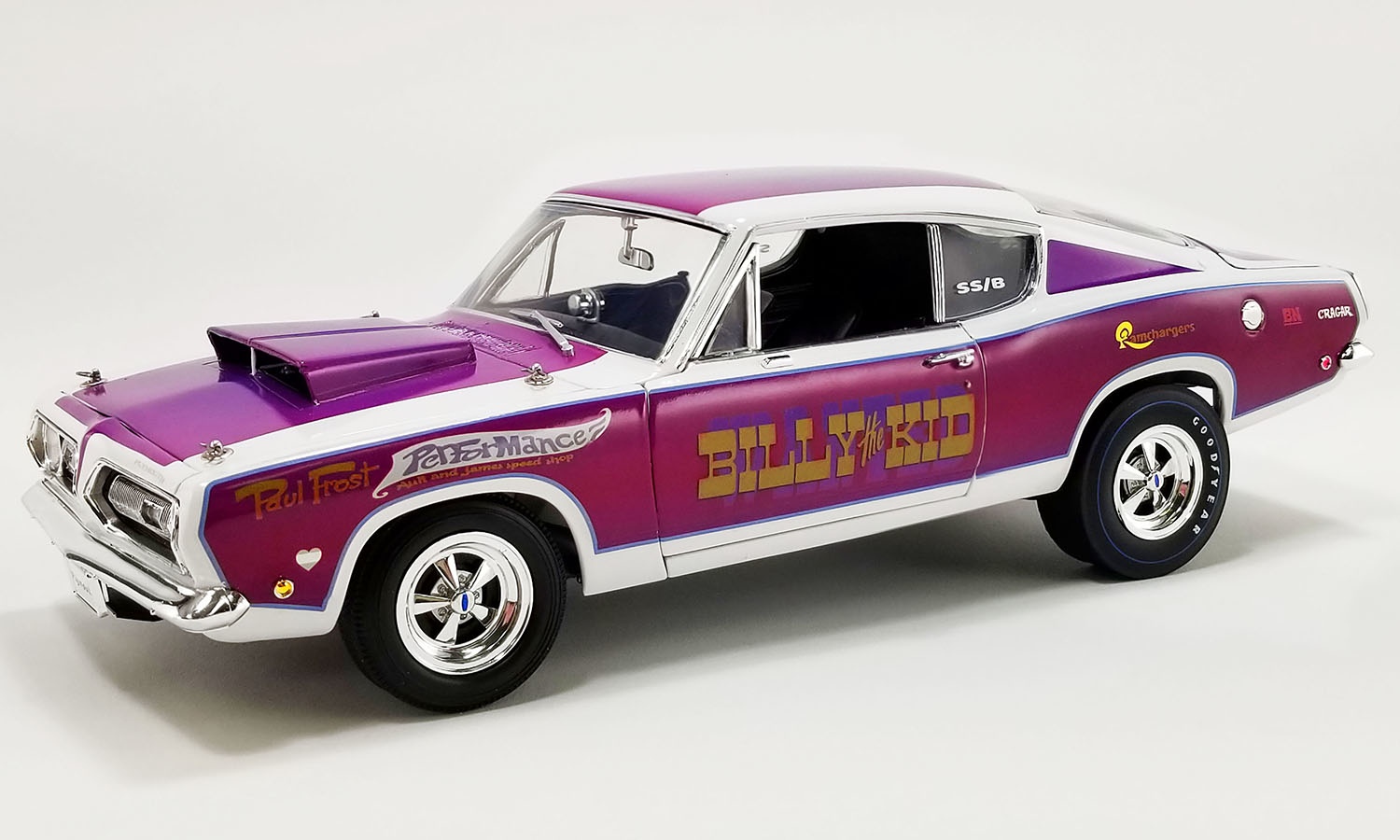 1968 PLYMOUTH BARRACUDA SUPER STOCK BILLY THE KID in 1:18 scale by Acme ...