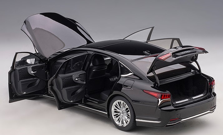 Lexus LS500h Black With Black Interior in 1:18 Scale by AUTOart by AUTOart