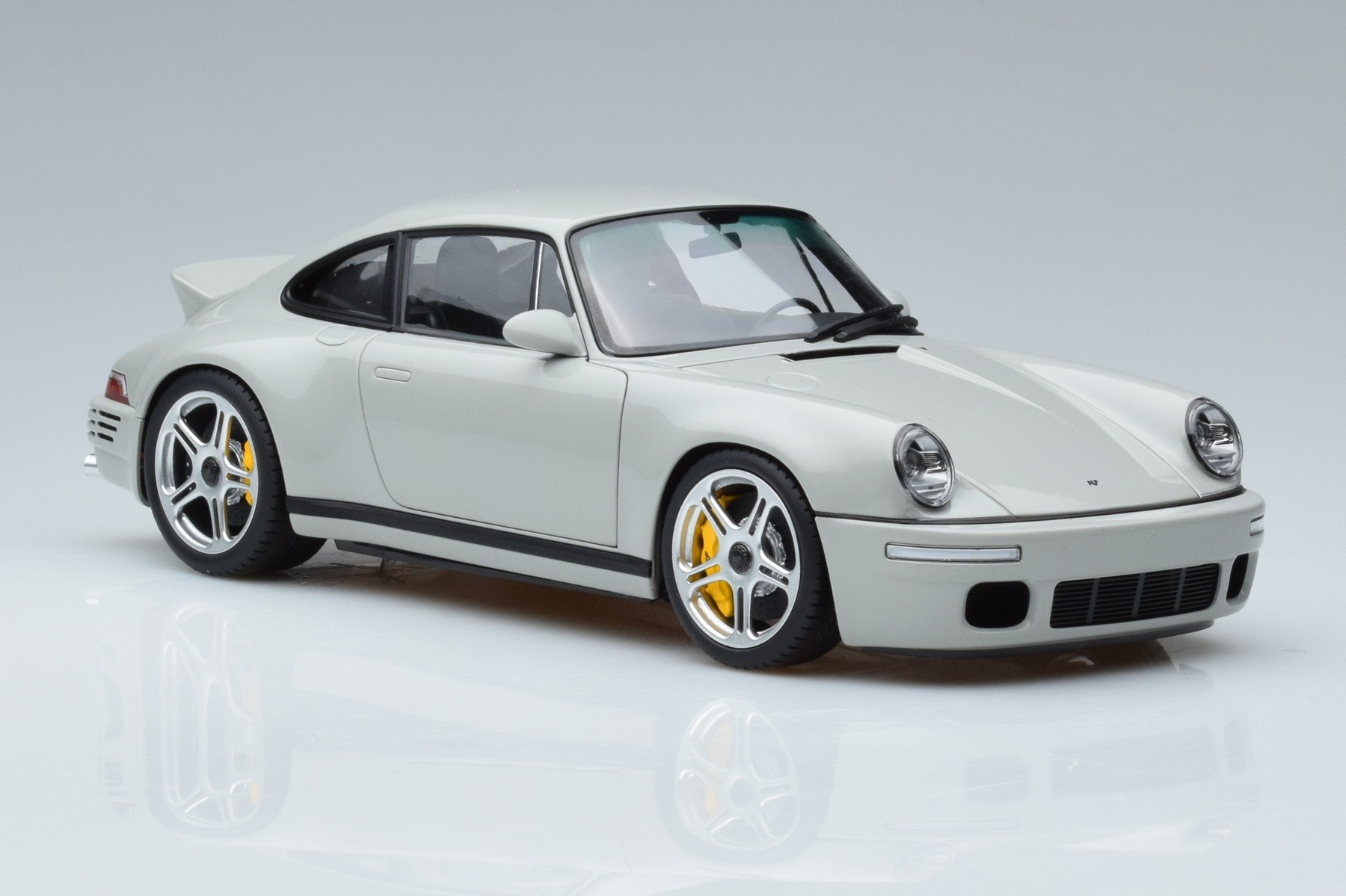 2018 RUF Porsche 911 964 SCR Coupe Chalk Grey in 1:18 scale by Almost Real