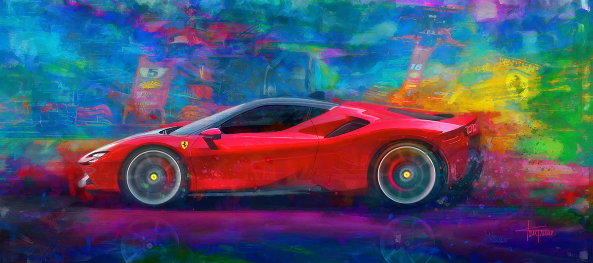 "HIGH VOLTAGE" Limited Edition/Hand Signed Ferrari Abstract Art Print ...