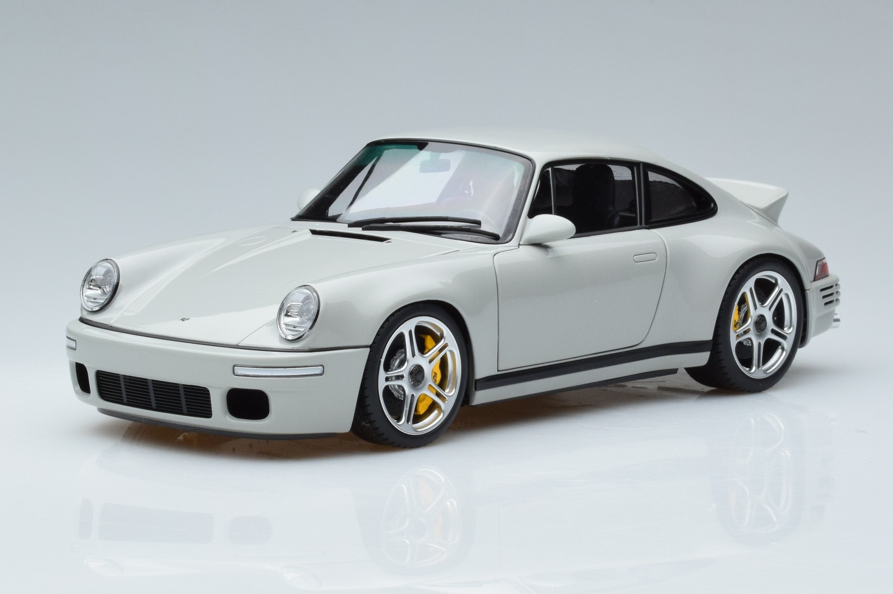 2018 RUF Porsche 911 964 SCR Coupe Chalk Grey in 1:18 scale by Almost Real