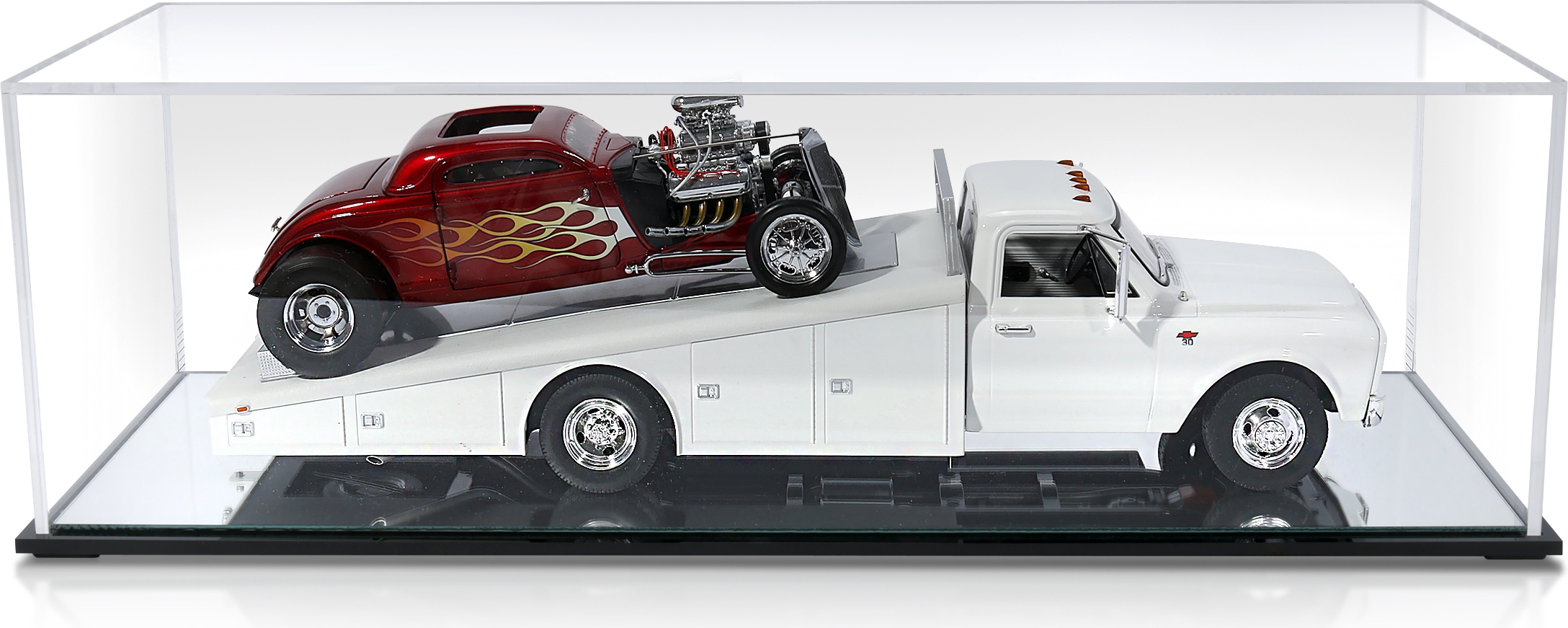 Ramp Truck Model Display Case w/ mirrored base for 1:18 scale Ramp ...