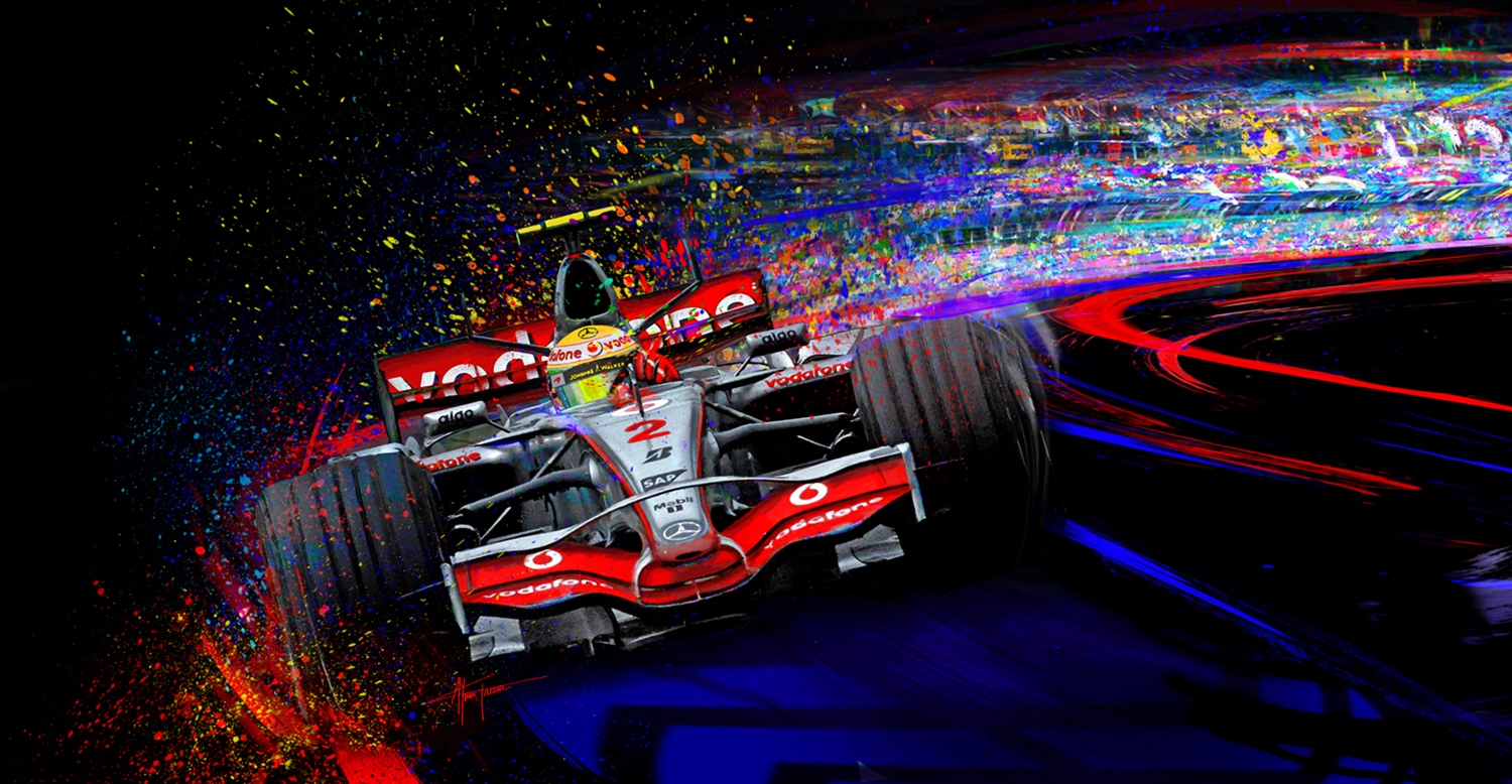 "HANG A LEWY" Hand Signed/Limited Edition Lewis Hamilton abstract art ...