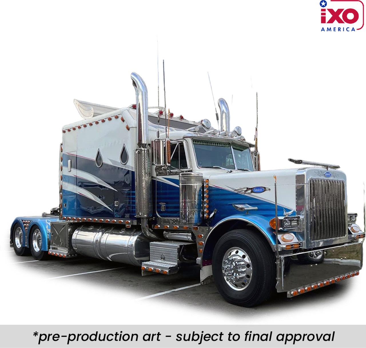 Peterbilt 379 Blue and White in 1:64 scale by IXO